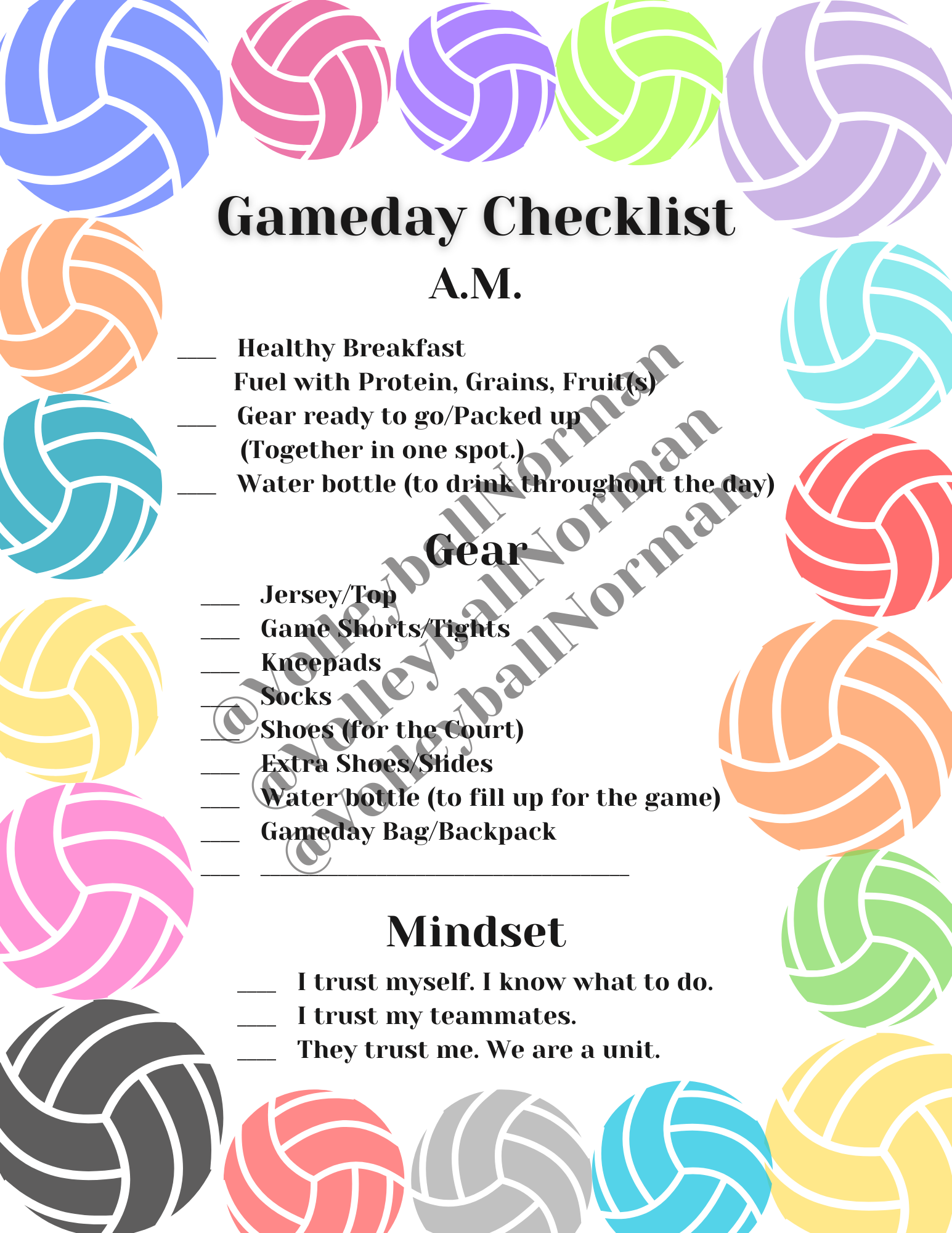 Volleyball Gameday Checklist [Downloadable] – Volleyball Norman